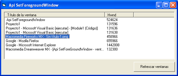 Api SetForeGroundWindow - ventana en primer plano